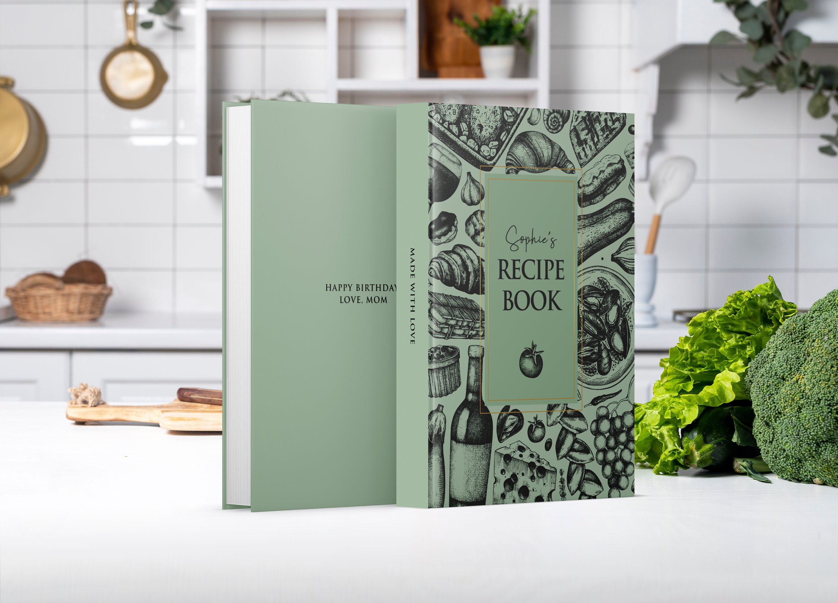 Ai-free Personalized Recipe Book: 300-recipe Journal, Custom Keepsake ...
