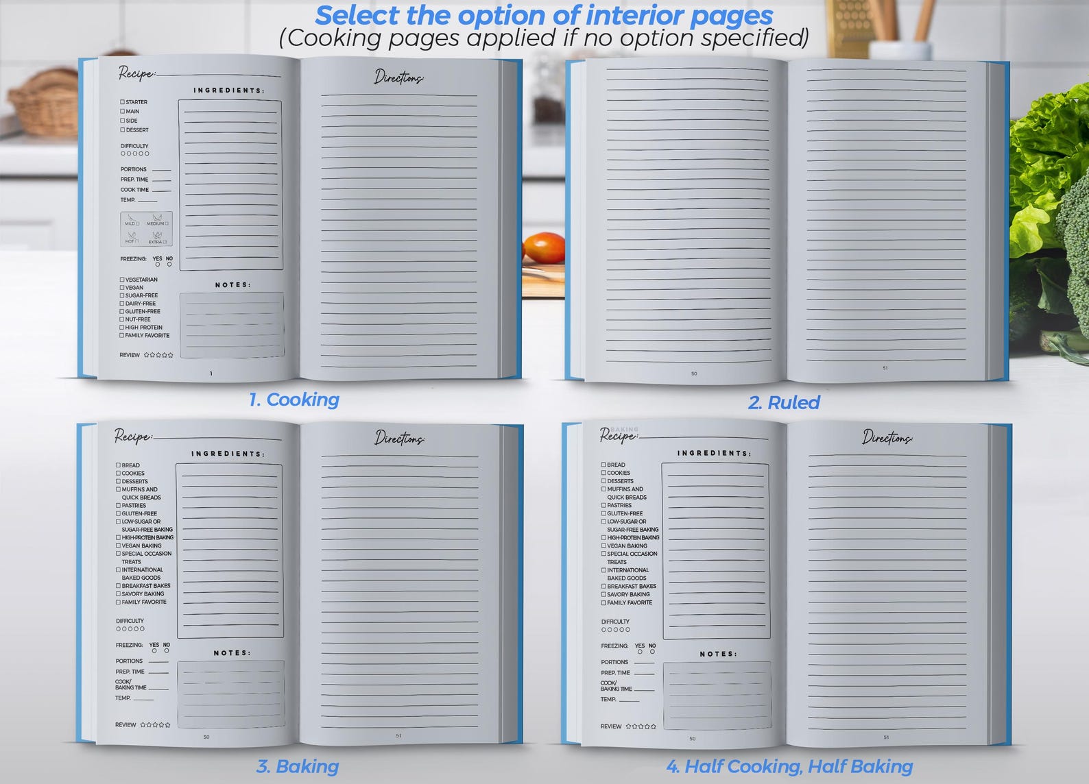 Ai-free Personalized Recipe Book: 300-recipe Journal, Custom Keepsake ...