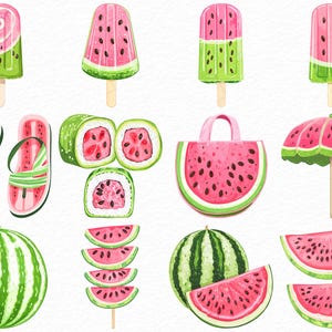 Watermelon Picnic Clipart Set, for Summer Kids Crafts Invitations and ...