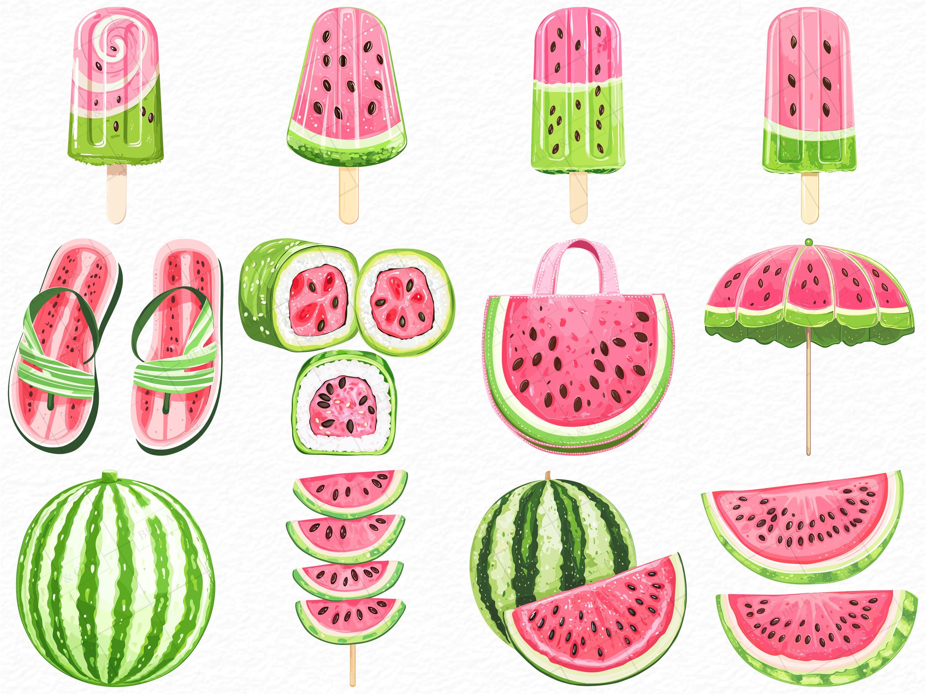 Watermelon Picnic Clipart Set, for Summer Kids Crafts Invitations and ...