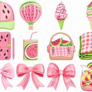 Watermelon Picnic Clipart Set, for Summer Kids Crafts Invitations and ...