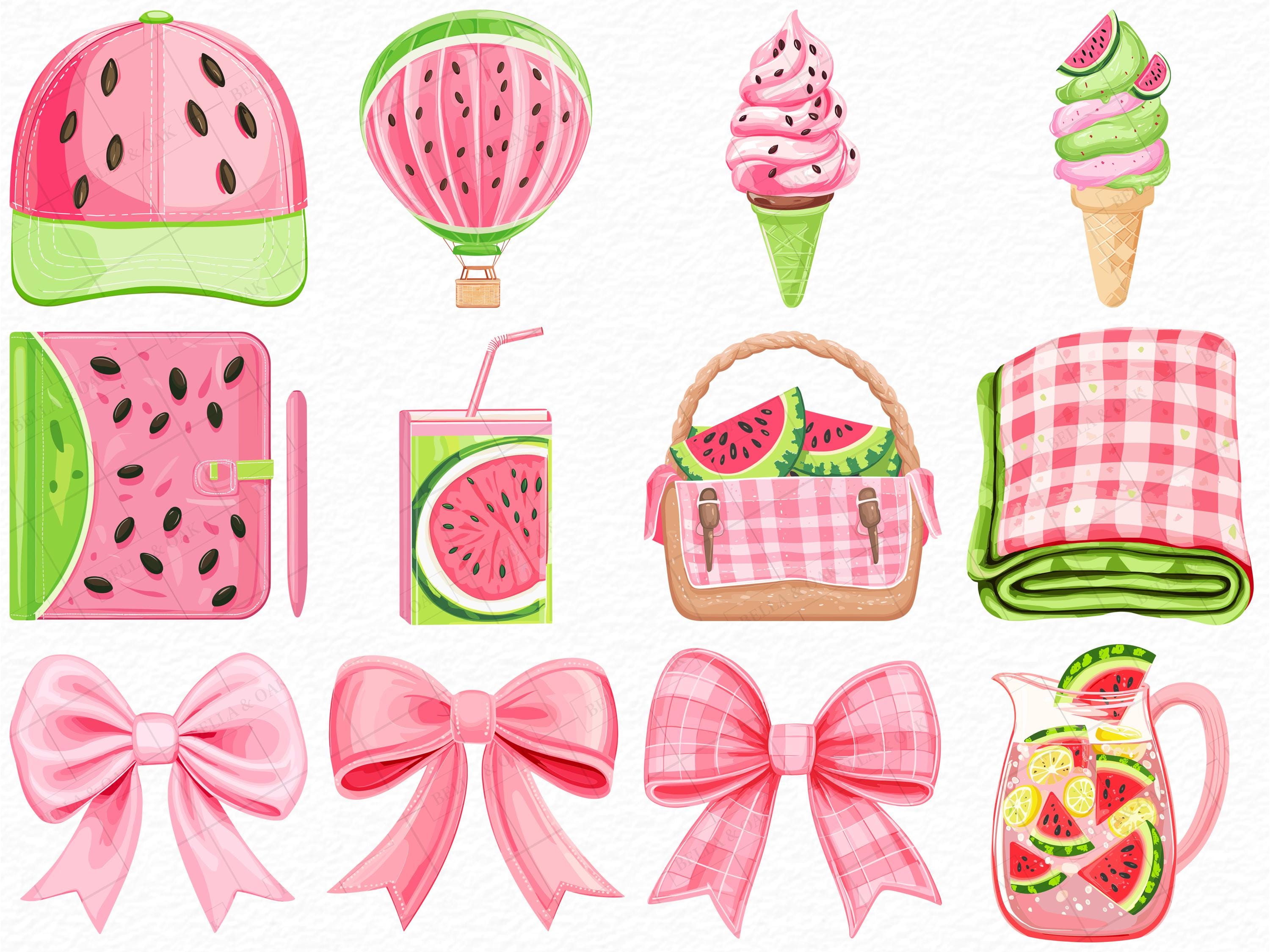 Watermelon Picnic Clipart Set, for Summer Kids Crafts Invitations and ...
