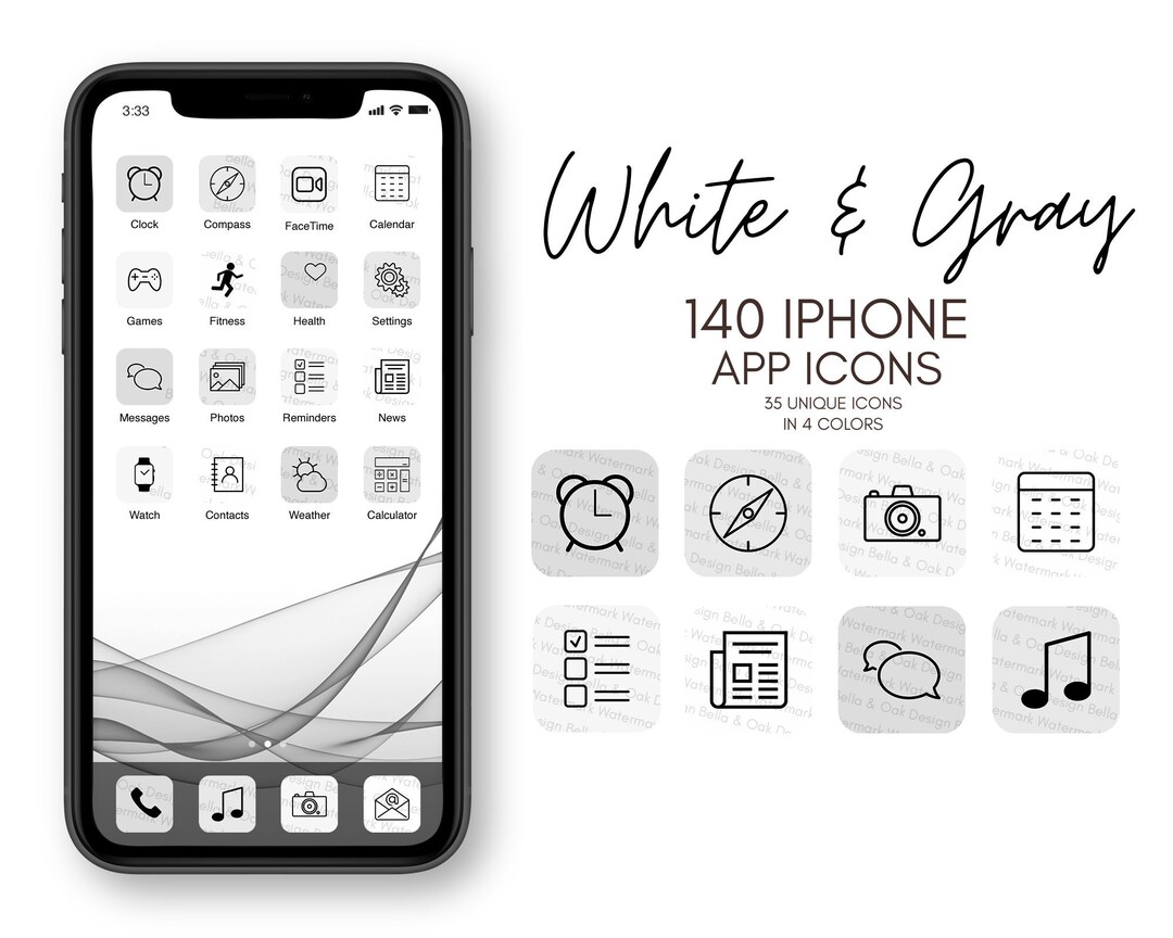 Ios14 App Icons, White Theme, 140 Icons (35 Unique Icons Bundle) IOS14 ...