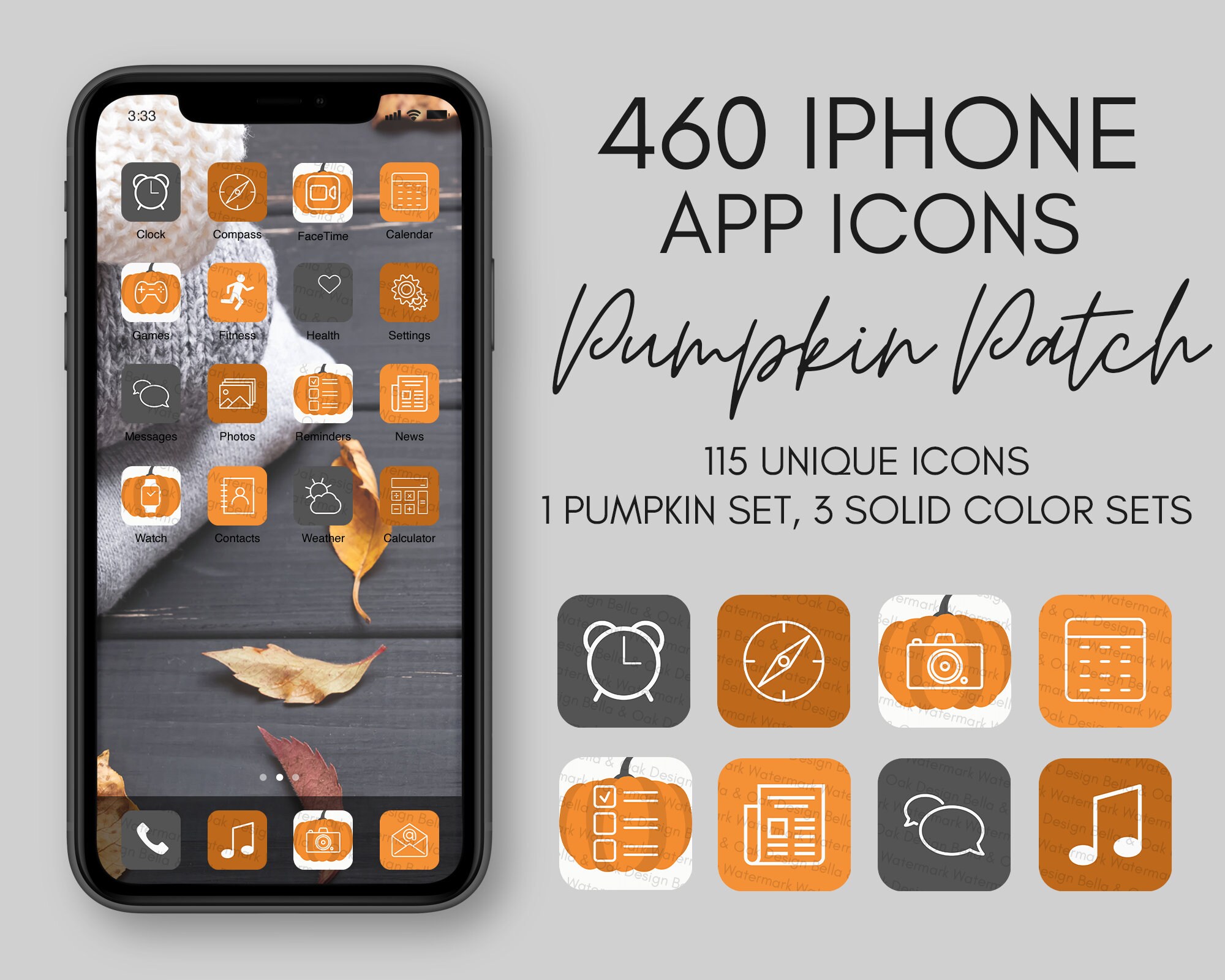 Ios14 App Icons, Pumpkin Patch, Fall Theme, 460 Icons (115 Unique Icons ...