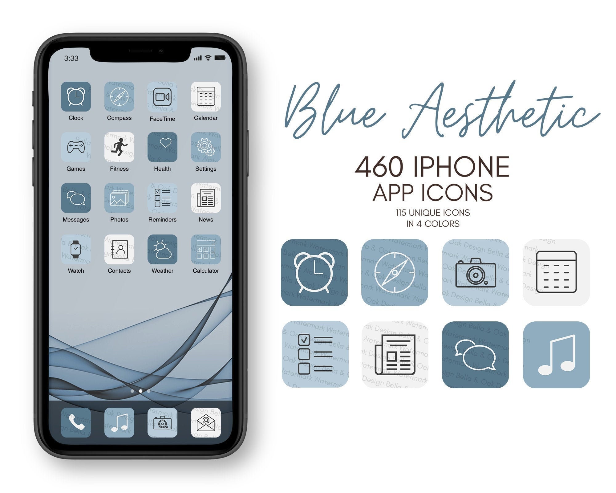 Ios14 App Icons Blue & White Theme, 460 IOS14 Icons (115 Unique Icons ...