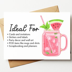 Watermelon Picnic Clipart Set, for Summer Kids Crafts Invitations and ...