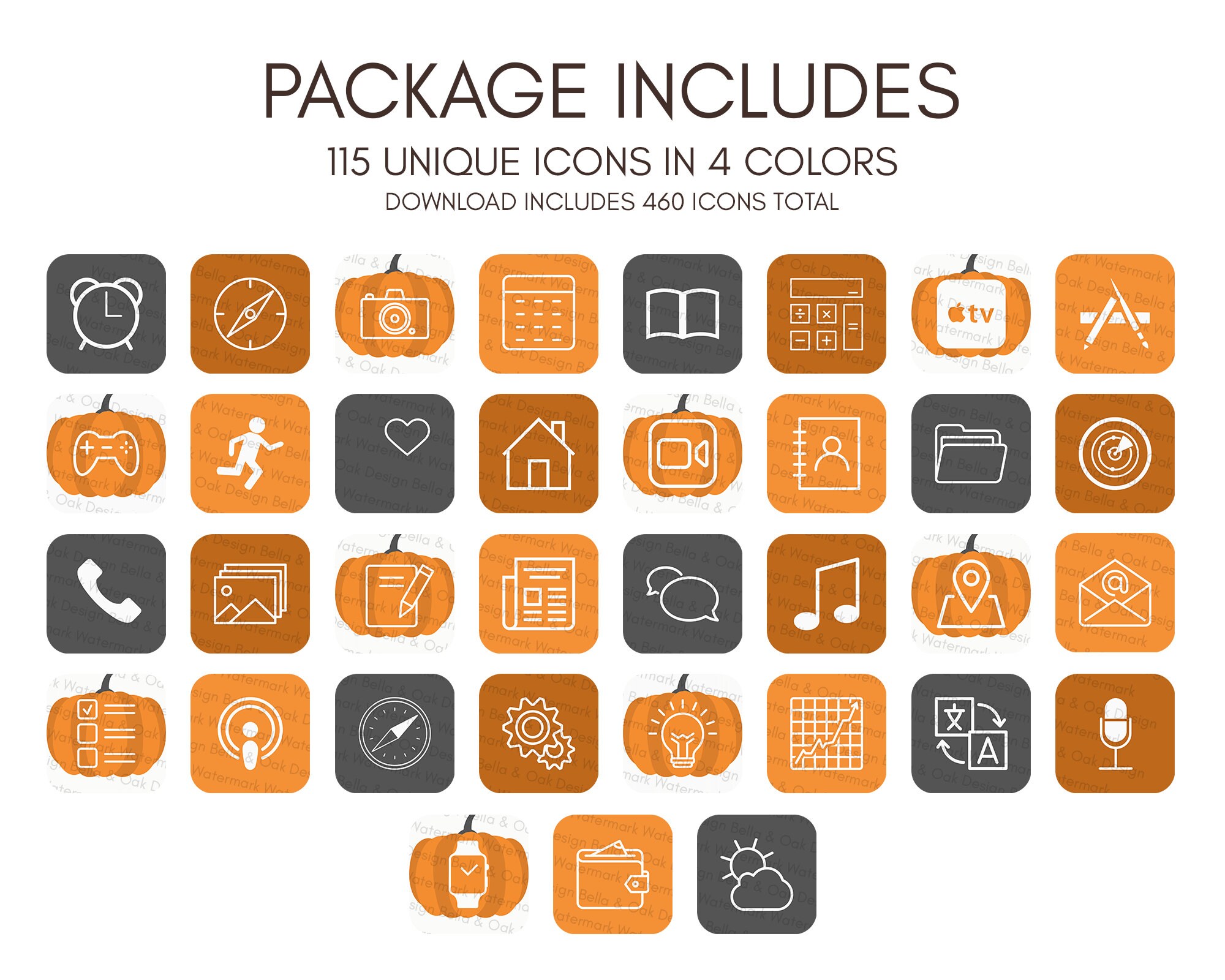 Ios14 App Icons, Pumpkin Patch, Fall Theme, 460 Icons (115 Unique Icons ...