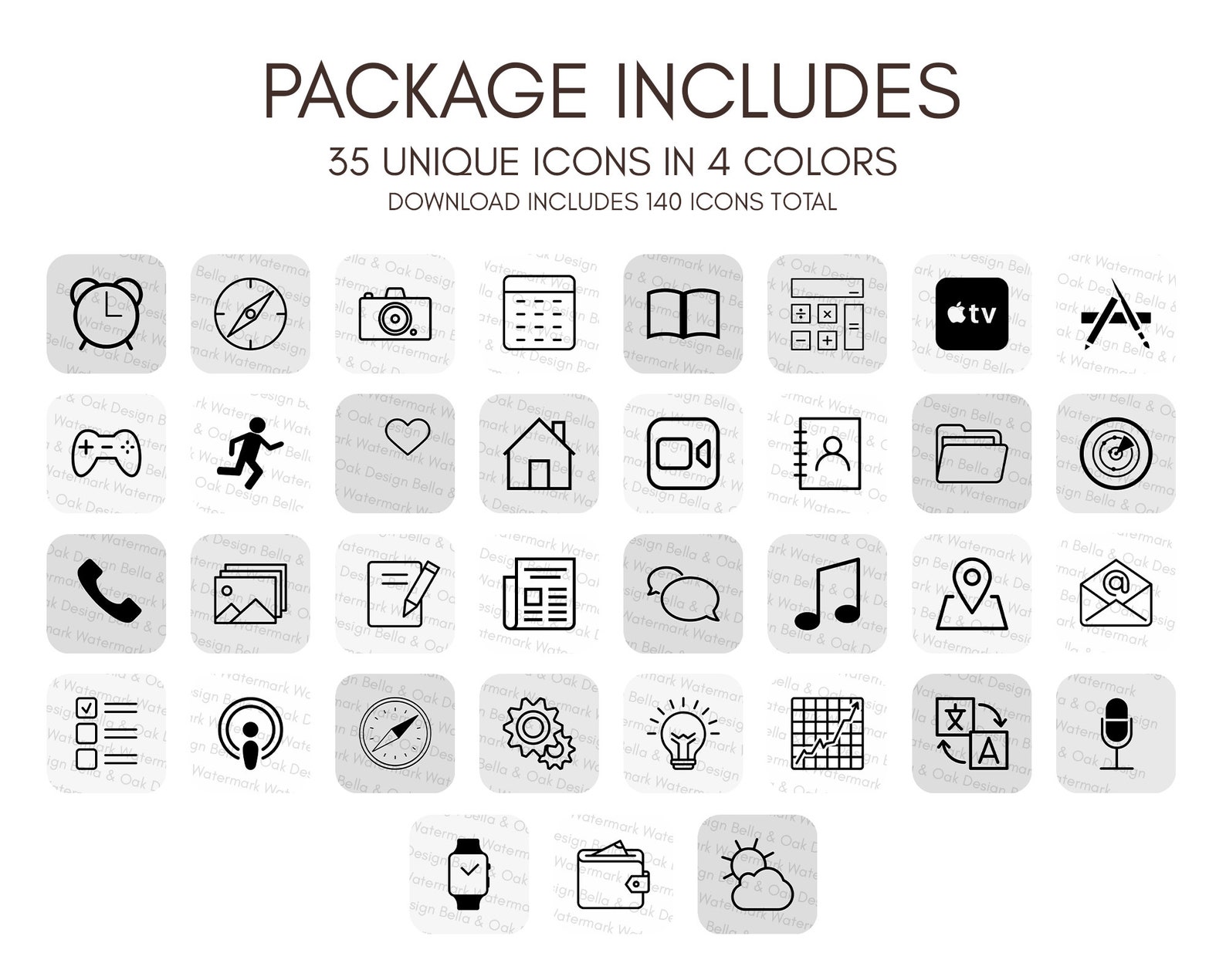 Ios14 App Icons, White Theme, 140 Icons (35 Unique Icons Bundle) IOS14 ...