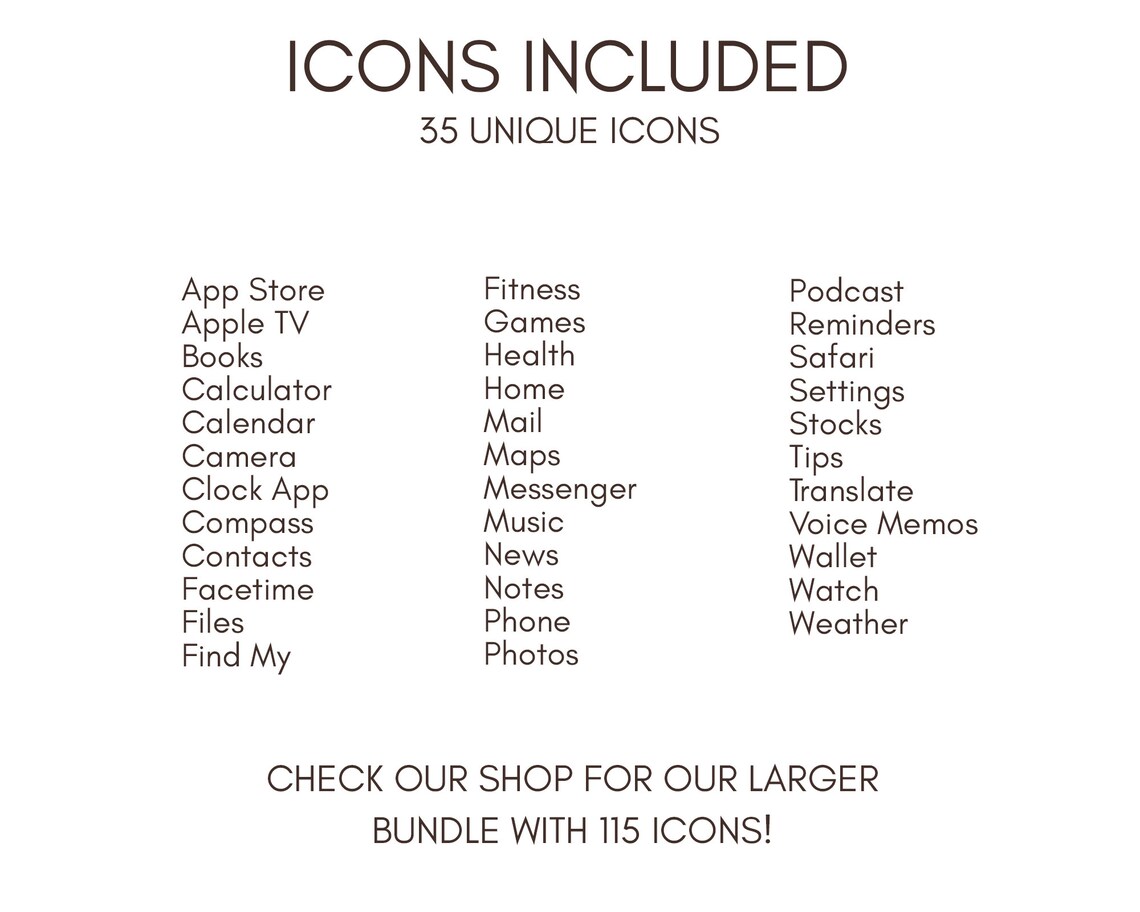 Ios14 App Icons, White Theme, 140 Icons (35 Unique Icons Bundle) IOS14 ...