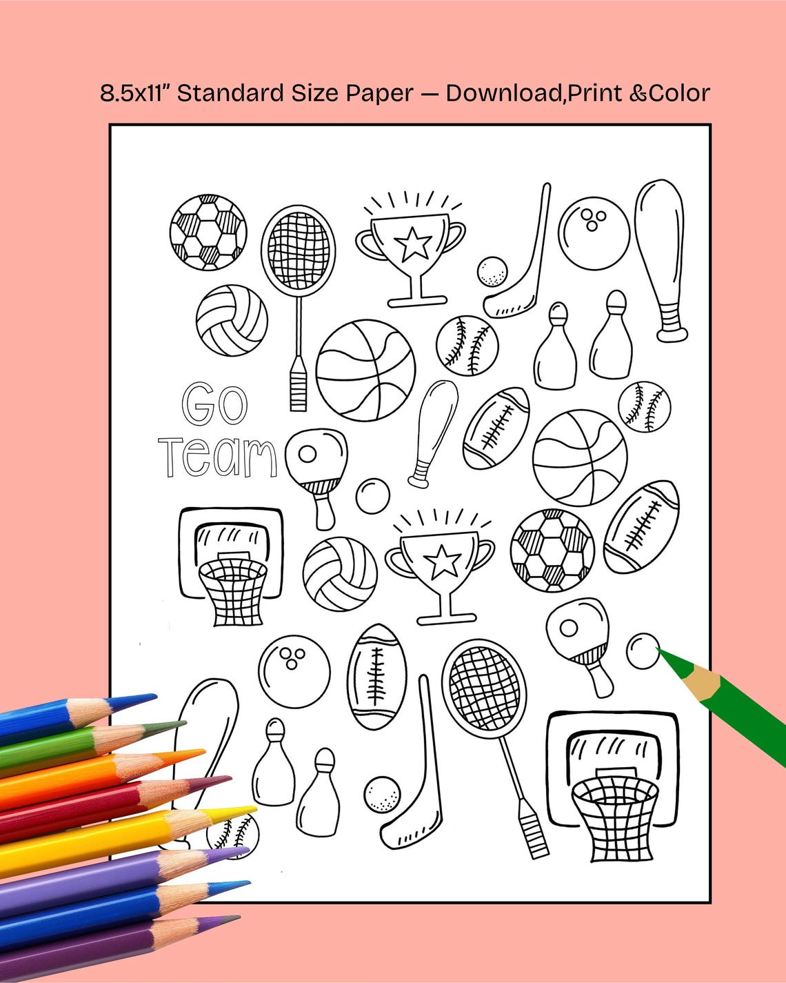 Kids Sports Coloring Page: All Sports Fun (digital Download) - Etsy