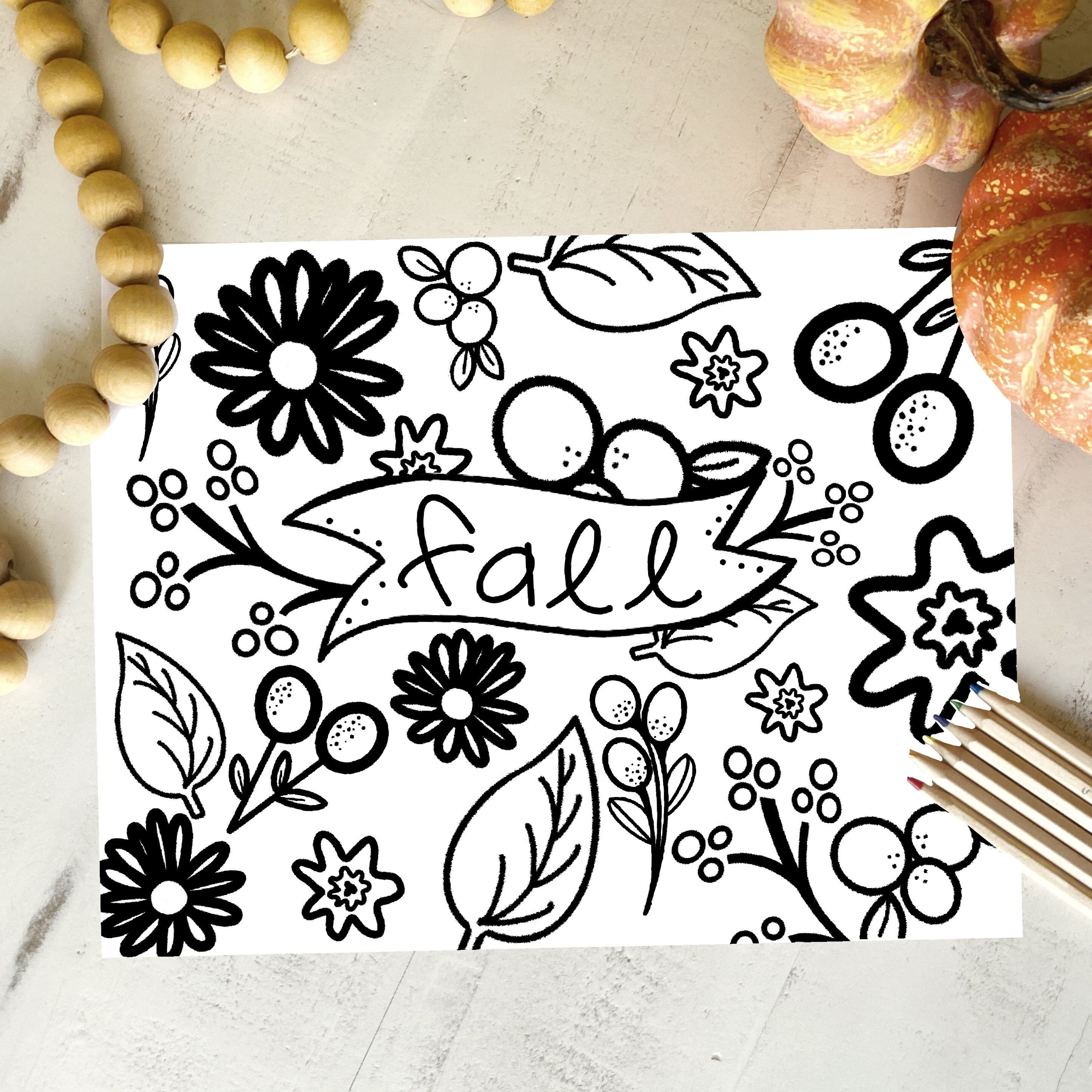 Fall Leaves Coloring Page: Thanksgiving Activity (PDF Pattern) - Etsy