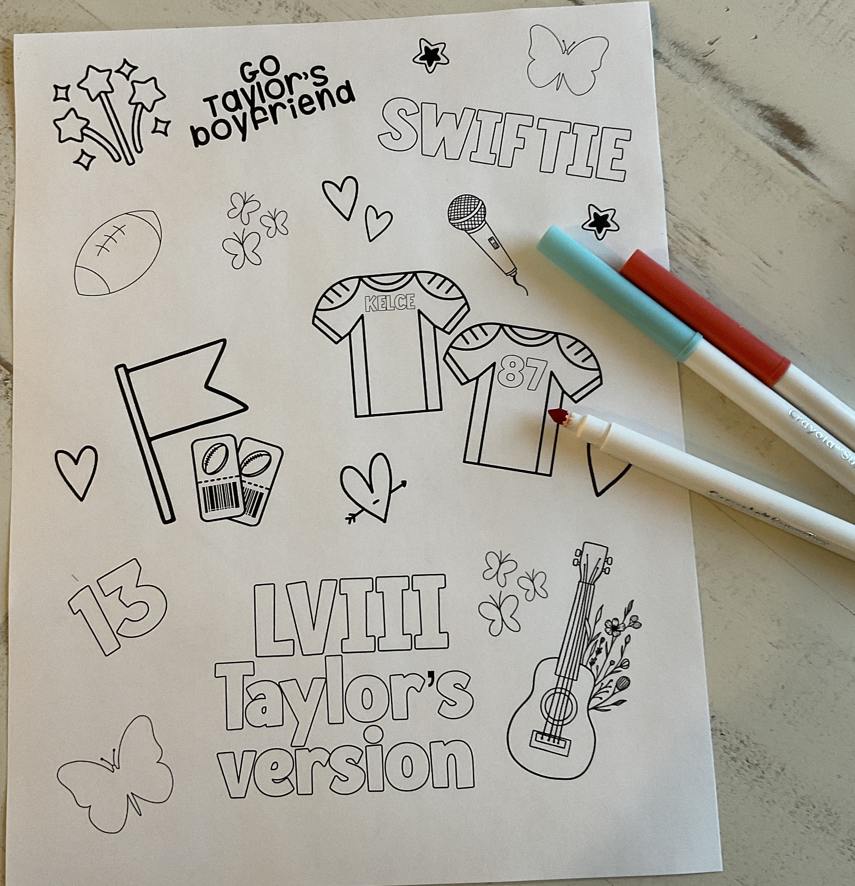 Taylor Swift Football Coloring Printable,printable Activity for Party ...