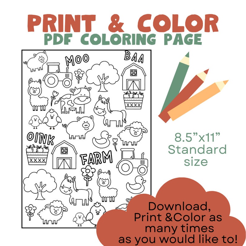 Farm Coloring Page, Barnyard Coloring Page, Kids Farm Coloring Page ...