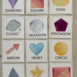 Rainbow Shapes Flashcards,preschool Flashcards,preschool Materials ...