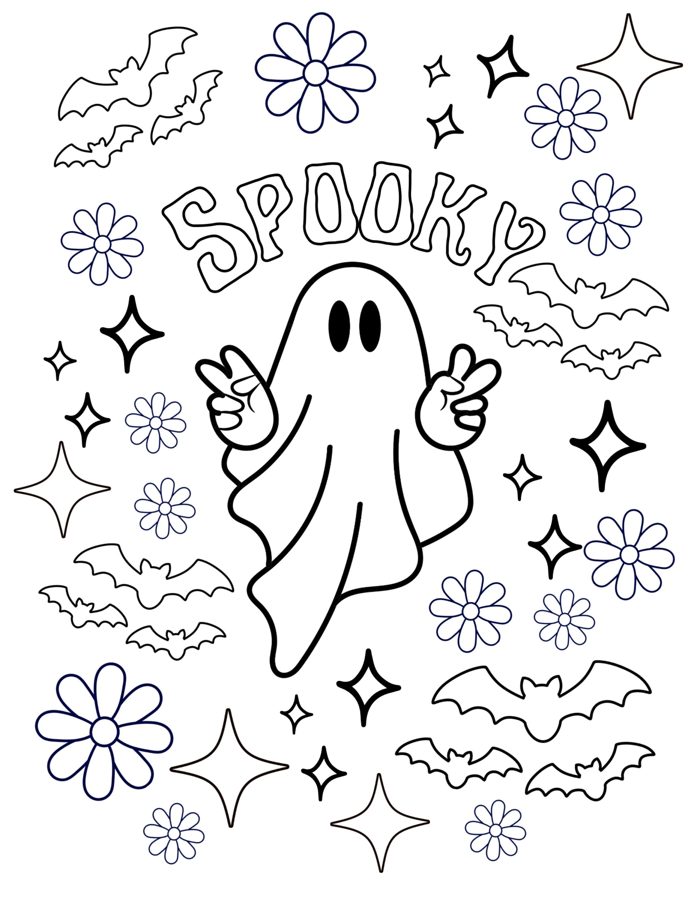Groovy Halloween Coloring Page,instant Download and Print Halloween ...