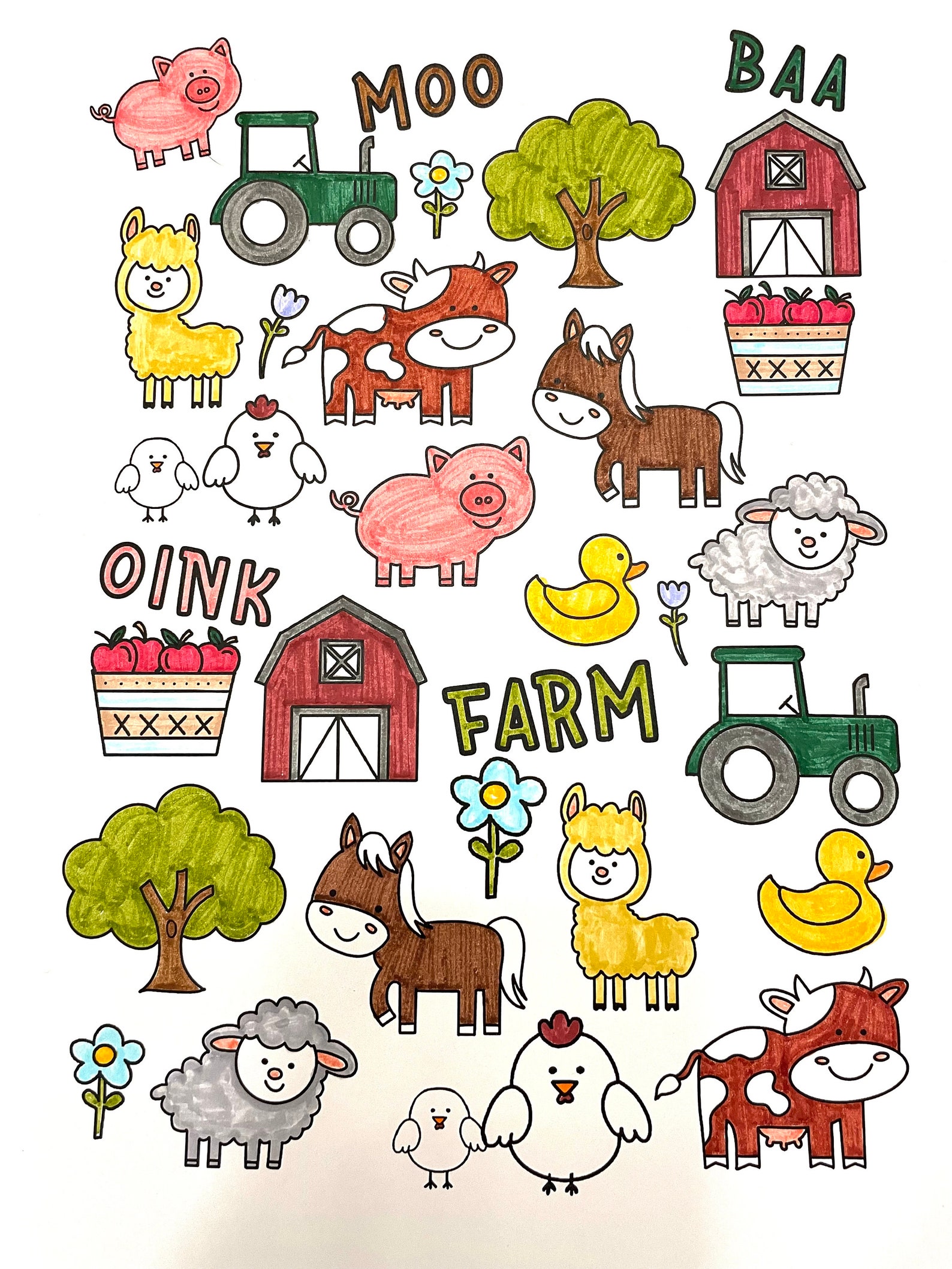 Farm Animals Coloring Page: Fun Kids Activity (PDF) - Etsy