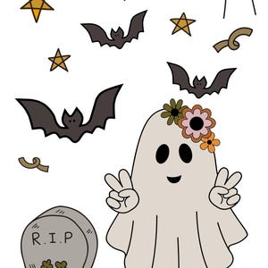 Groovy Halloween Coloring Page,instant Download/print Halloween ...