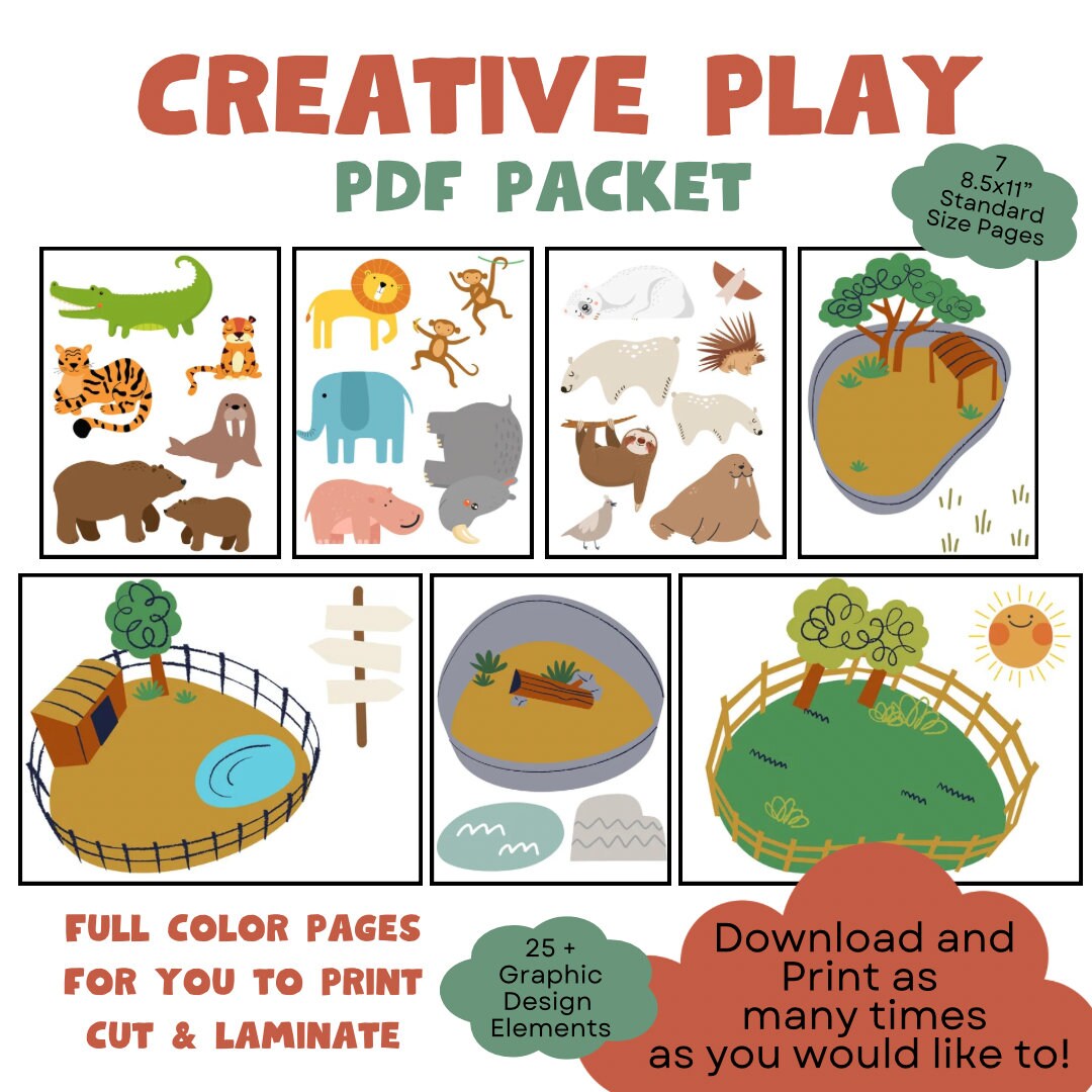Zoo Animal Pretend Dramatic Play,animal Digital Download Packet for ...