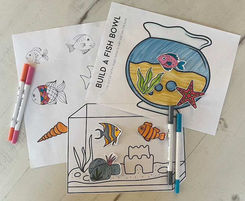 Build a Fish Tank Printable: Kids Coloring Craft (digital Download) - Etsy