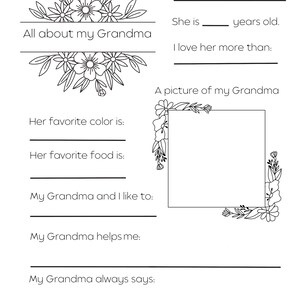 All About Mom Printable Fill in Template, Mothers Day Gift From Kids ...