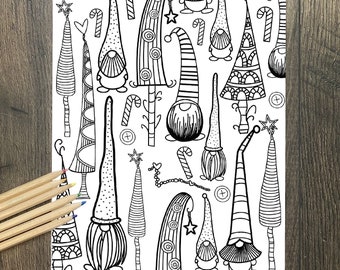 BUNDLE Christmas Gnomes Coloring Pages 50 Pages - Etsy