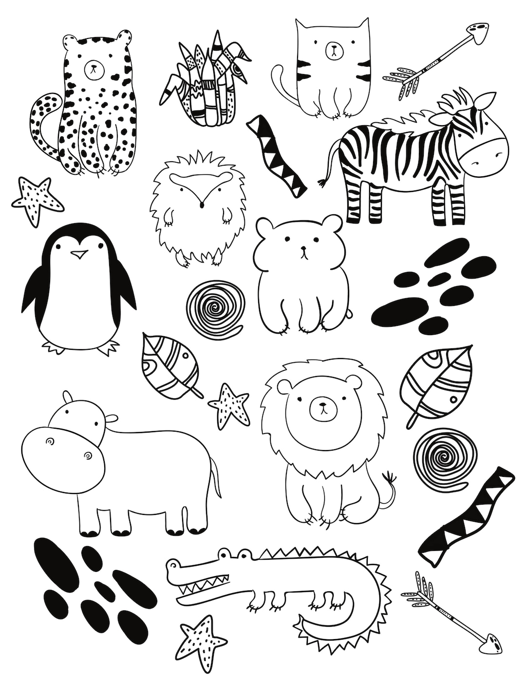 Animal Printable Coloring,zoo Animal Coloring Download, Kids Coloring ...