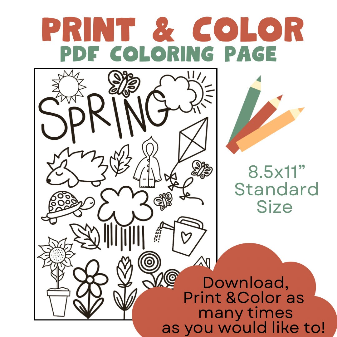 Coloring Page for Spring, Coloring Sheets, Coloring for Kids,coloring ...