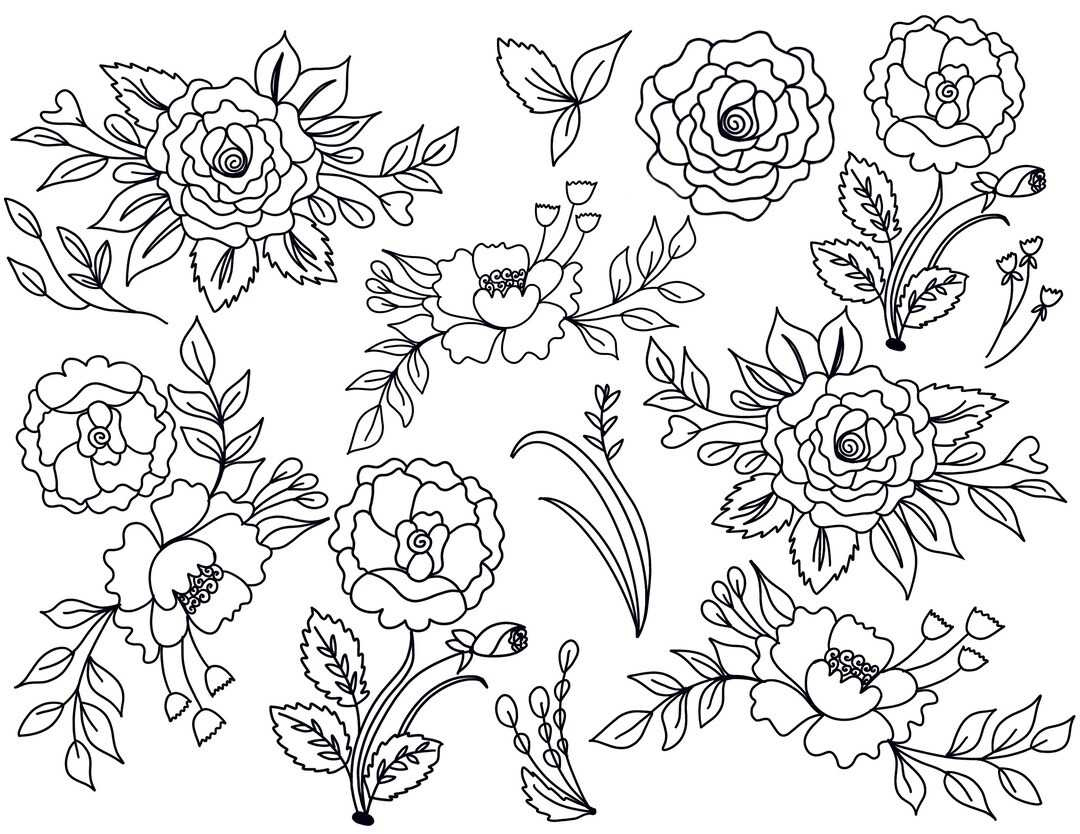Flowers Coloring Pages Flower Arts Activities Downloadable - Etsy