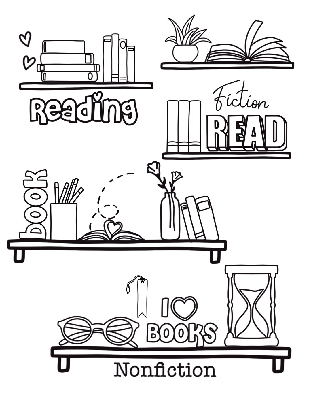 Printable Coloring Pages,reading Themed Coloring Pages,book Theme ...