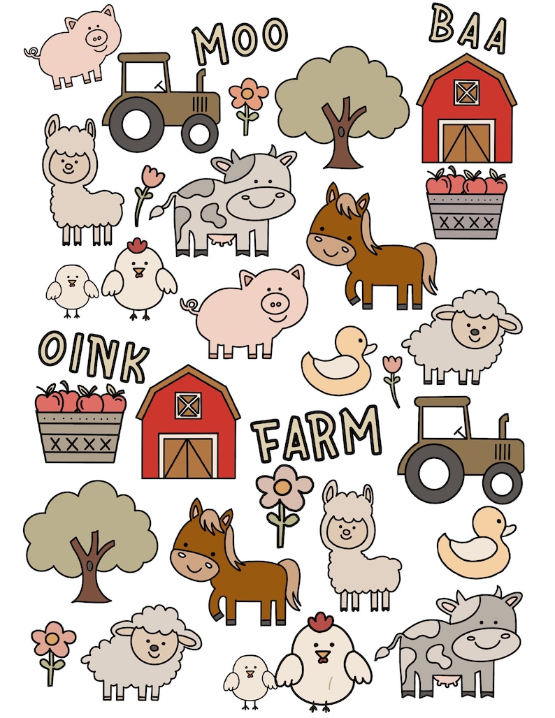 Farm Coloring Page, Barnyard Coloring Page, Kids Farm Coloring Page ...