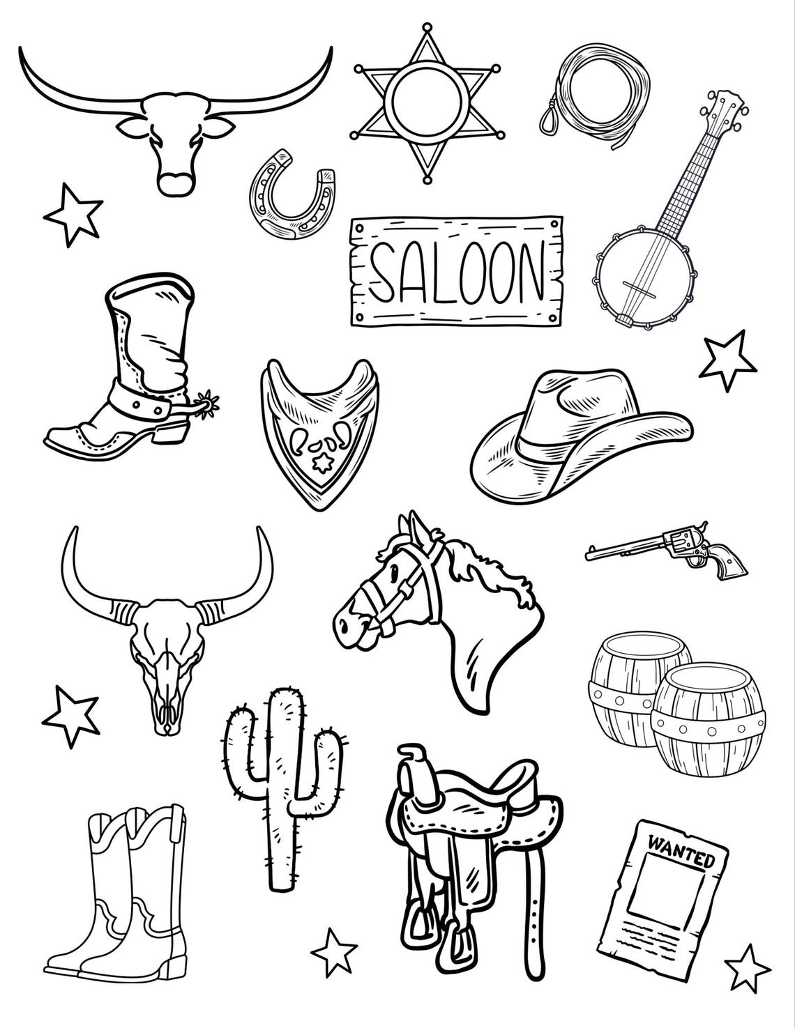 Cowboy Page to Color,western Coloring Page,country Coloring Sheet ...