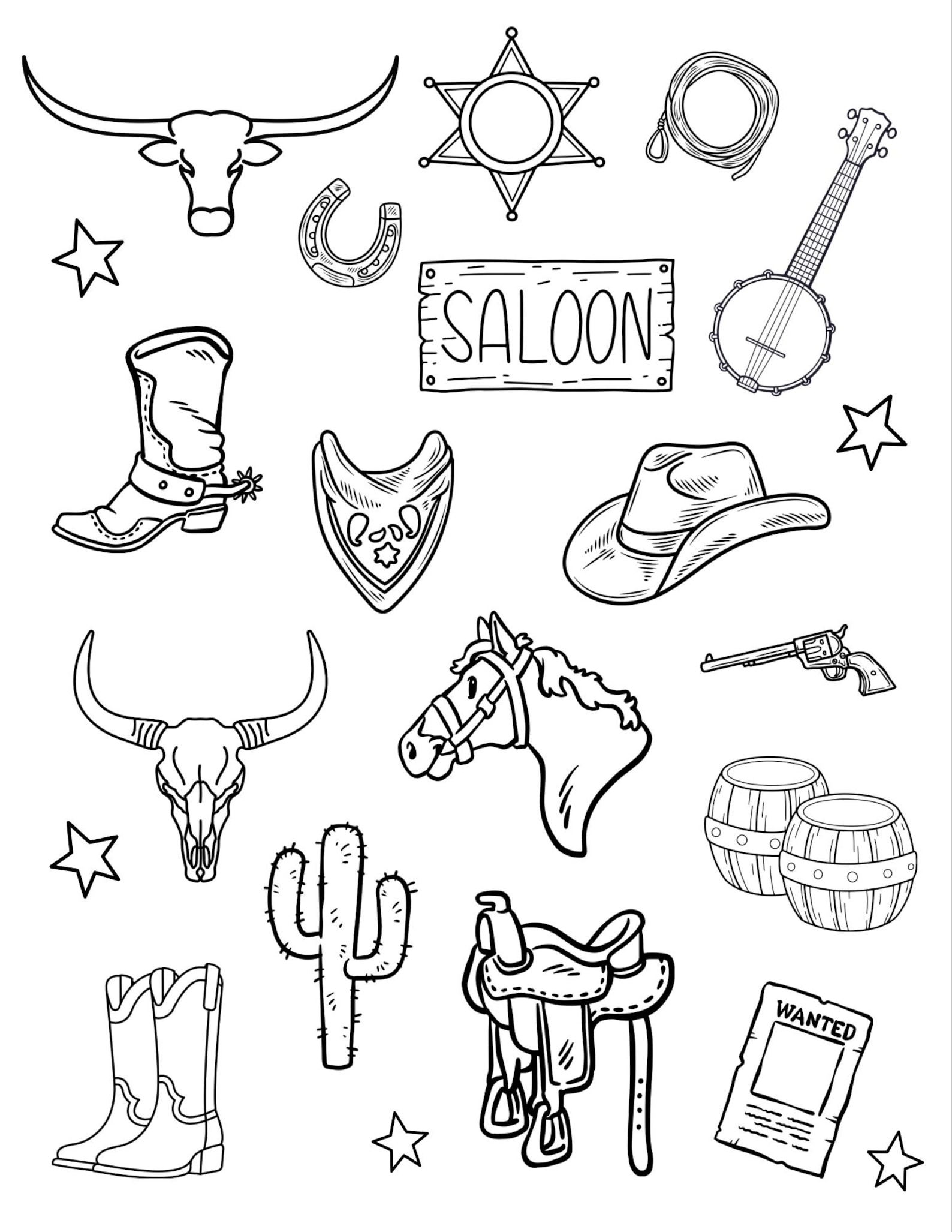 Cowboy Page to Color,western Coloring Page,country Coloring Sheet ...