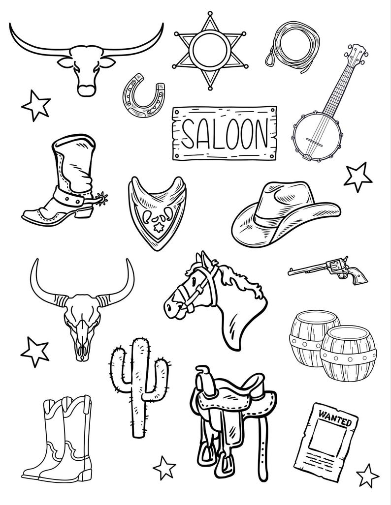 Cowboy Page to Color,western Coloring Page,country Coloring Sheet ...
