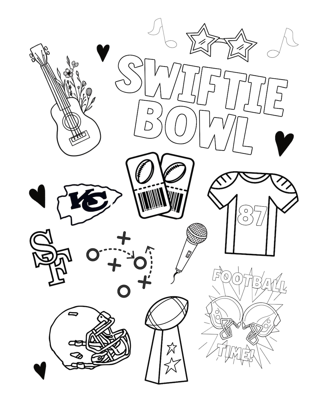 Taylor Swift Super Bowl Party Coloring Activity,taylor Swift Printables ...