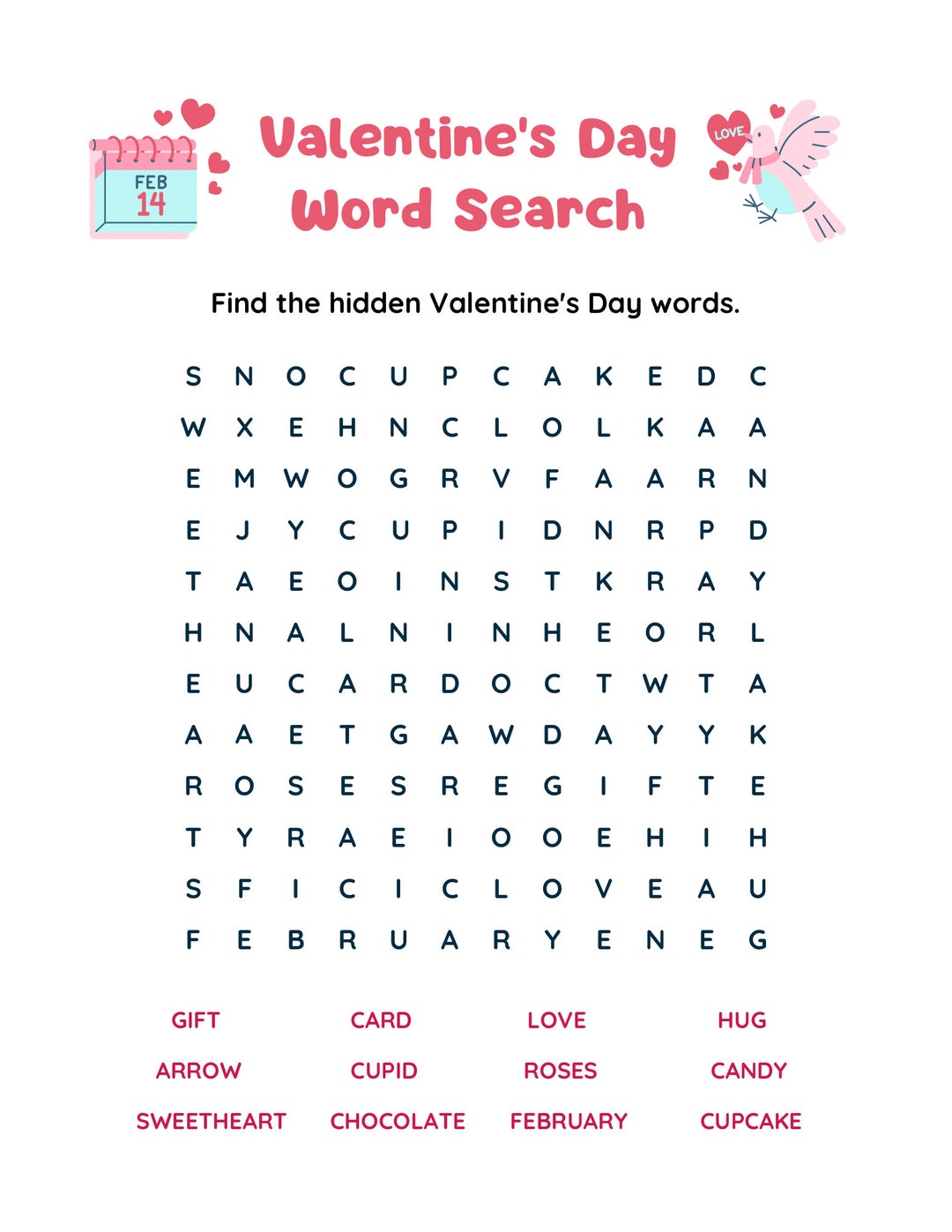 I Spy Valentine, Valentine Word Search Activity, Kid’s Valentines ...