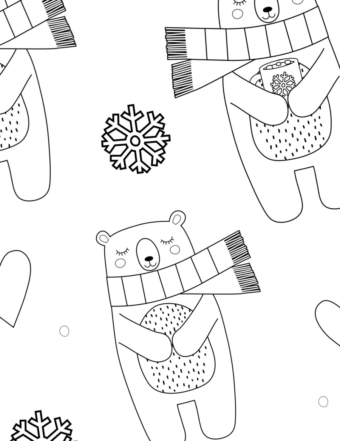 Snow Bear Coloring Page for Winter,printable Polar Bear to Download ...