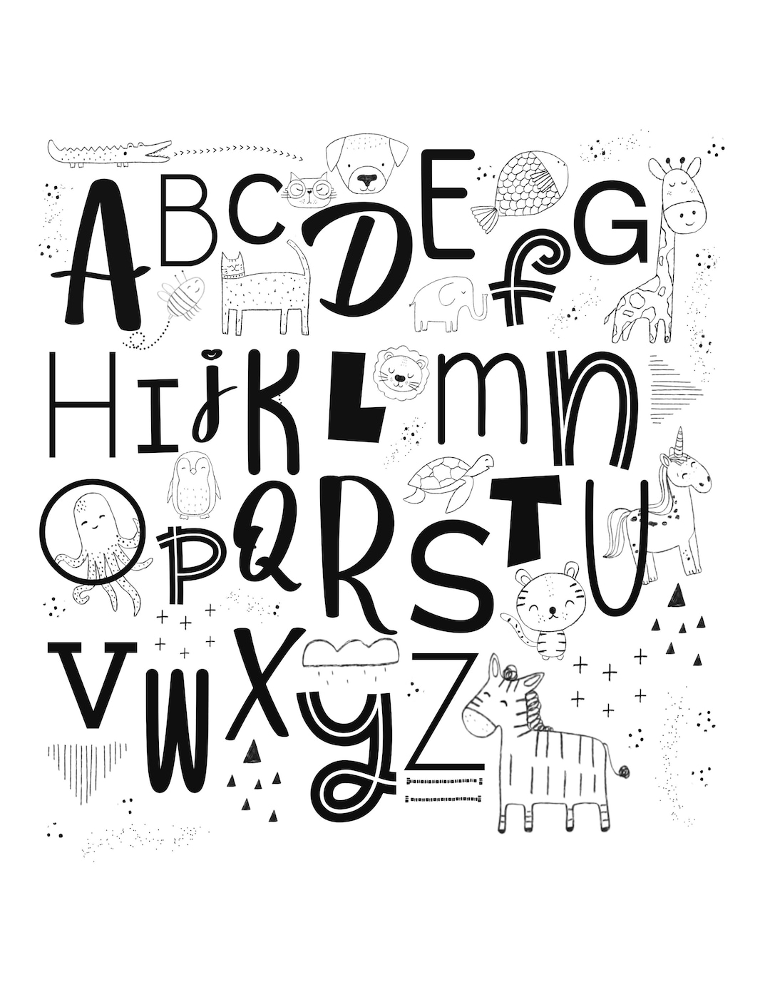 Alphabet Digital Download,coloring Page, Abc Download, Instant Download ...
