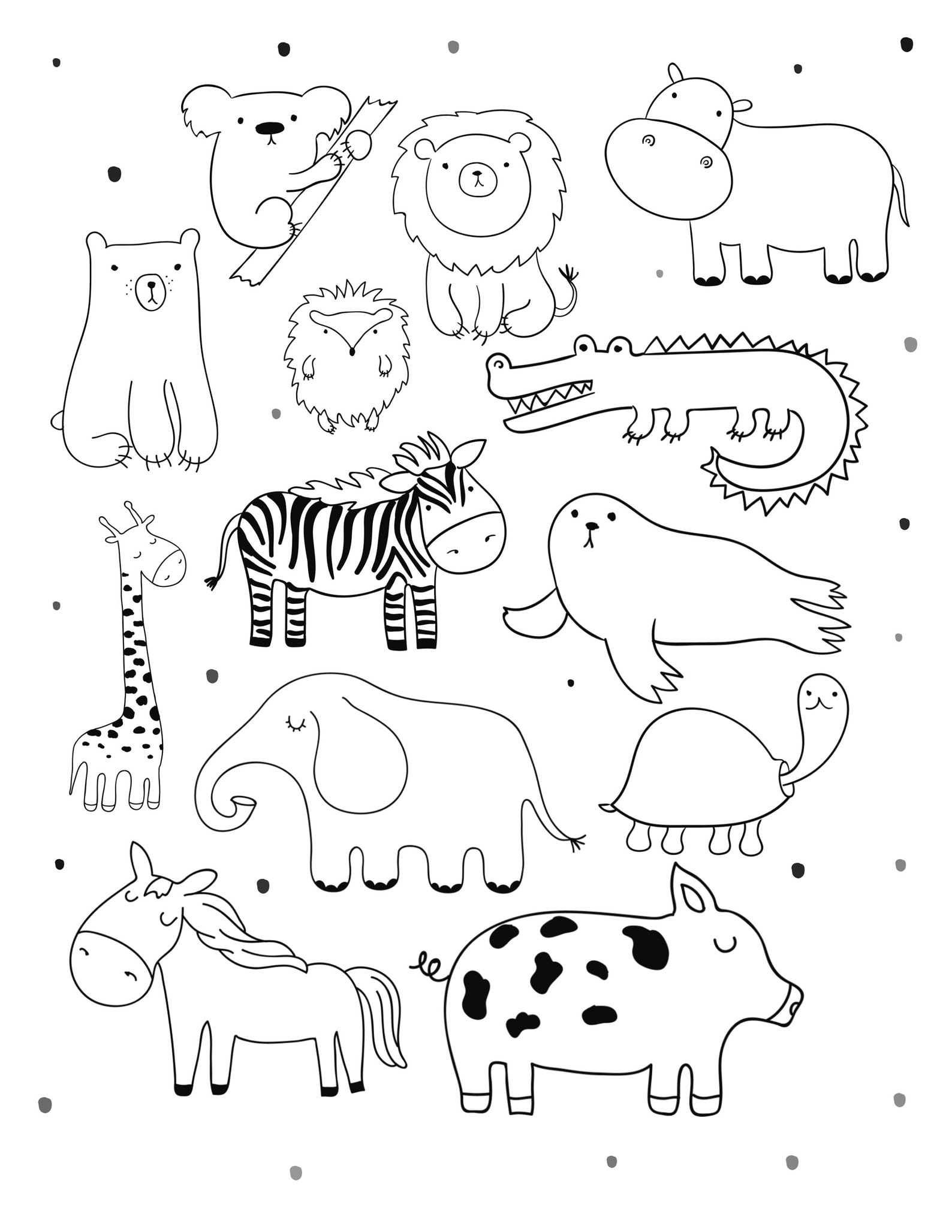 Zoo Animal Coloring Page for Kids, Printable Coloring Page, Zoo Themed ...