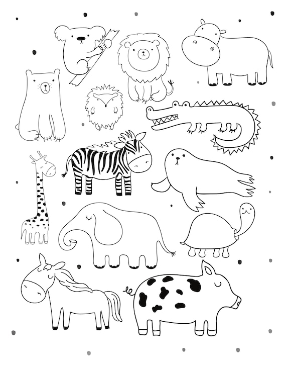 Coloring Pages Kids Animals Cute Animals Coloring Page Drawing Free