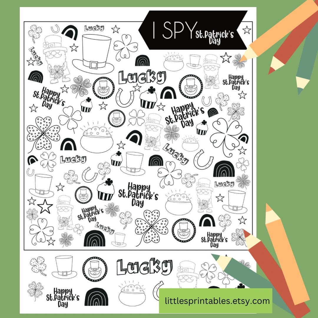 St. Patrick's Day I Spy Printable Download,instant Digital Download and ...