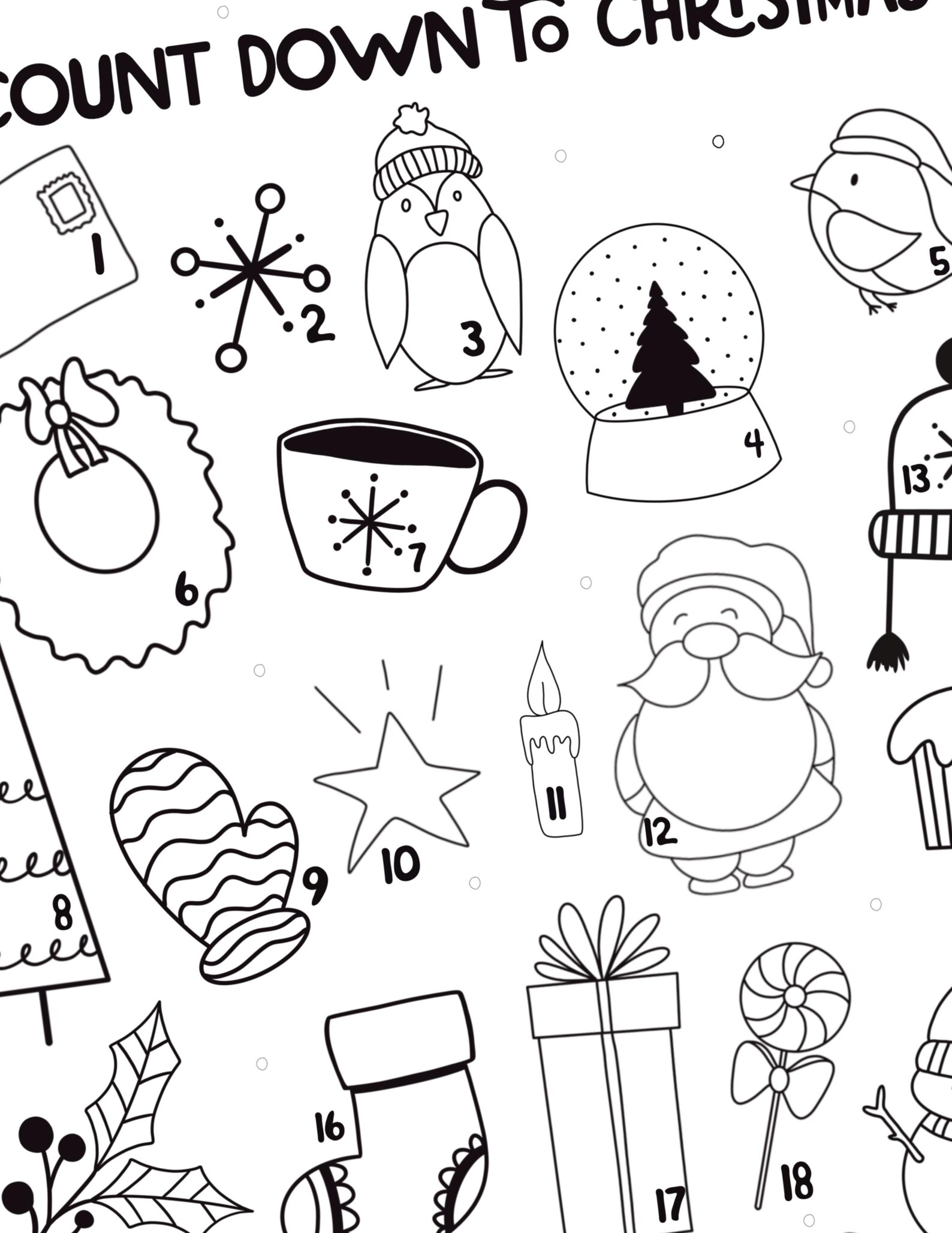 Countdown to Christmas Coloring Page Digital Download,printable Holiday ...