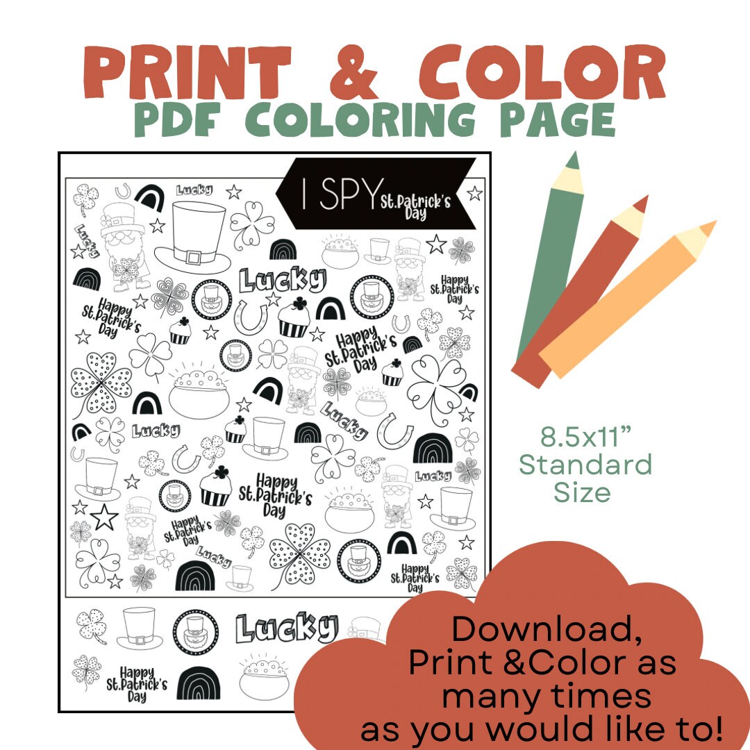 St. Patrick's Day I Spy Printable Download,instant Digital Download and ...