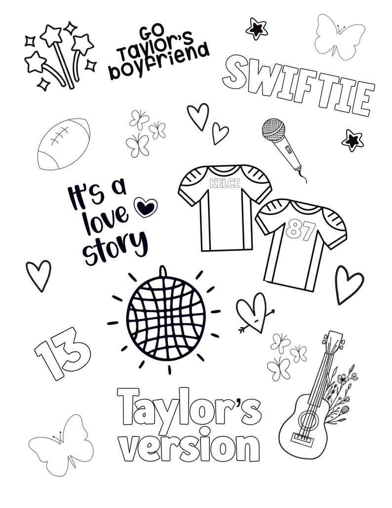 Taylor Swift Coloring Pages, Taylor Swift Coloring Sheet, Swifty ...