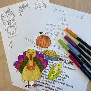 Thanksgiving Printable Story for Kids,download Print and Color Activity ...