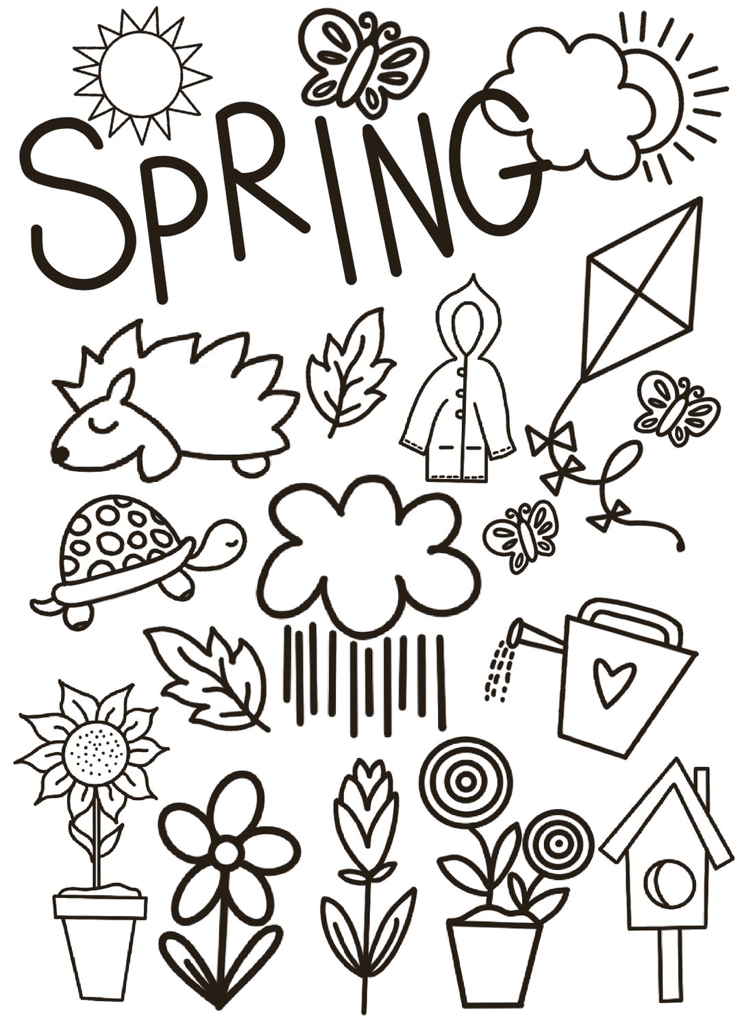 Coloring Page for Spring, Coloring Sheets, Coloring for Kids,coloring ...