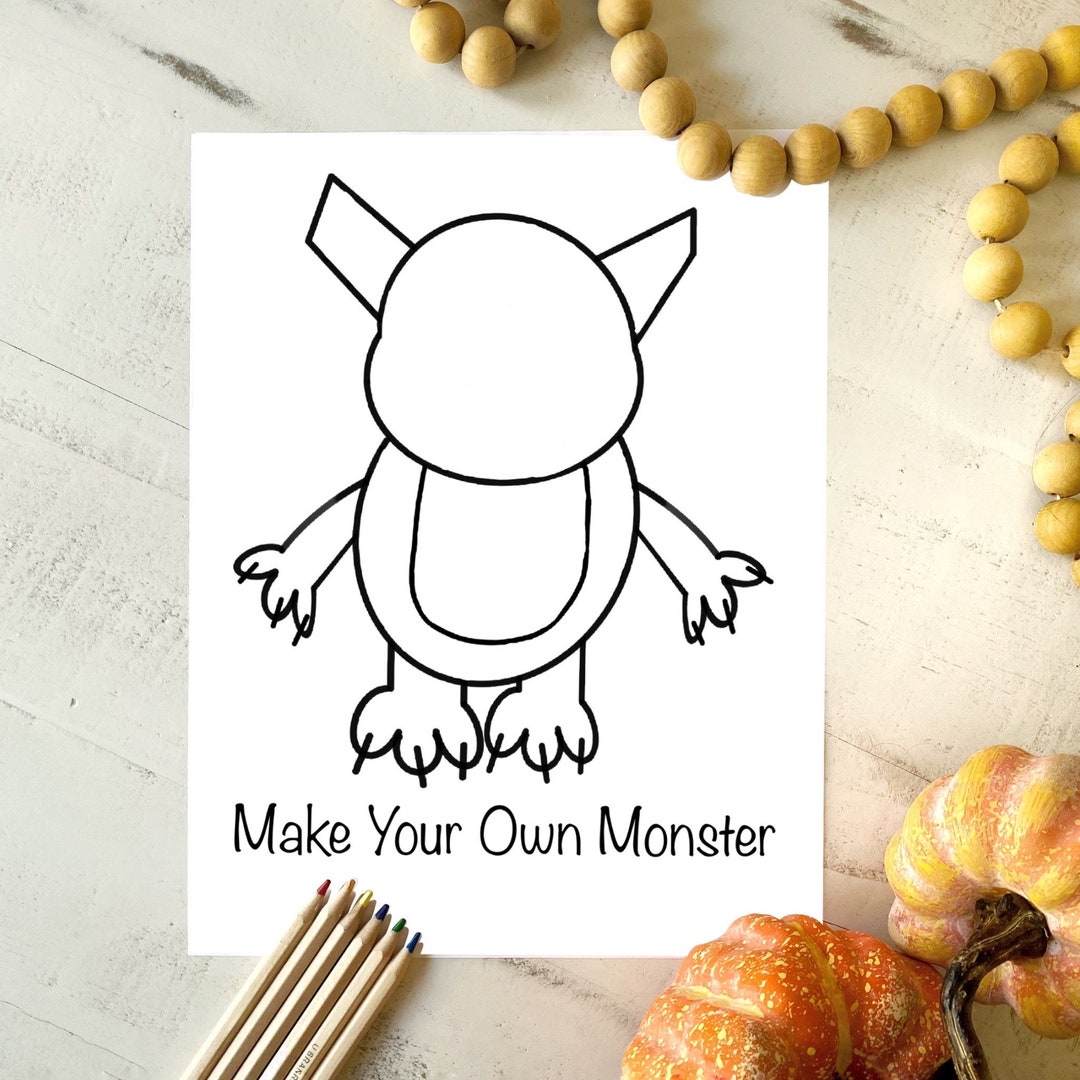 Make Your Own Monster Monster Coloring Halloween Coloring - Etsy