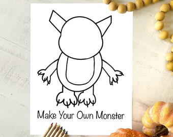 Cute Monster Coloring Page Set Downloadable PDF Files - Etsy