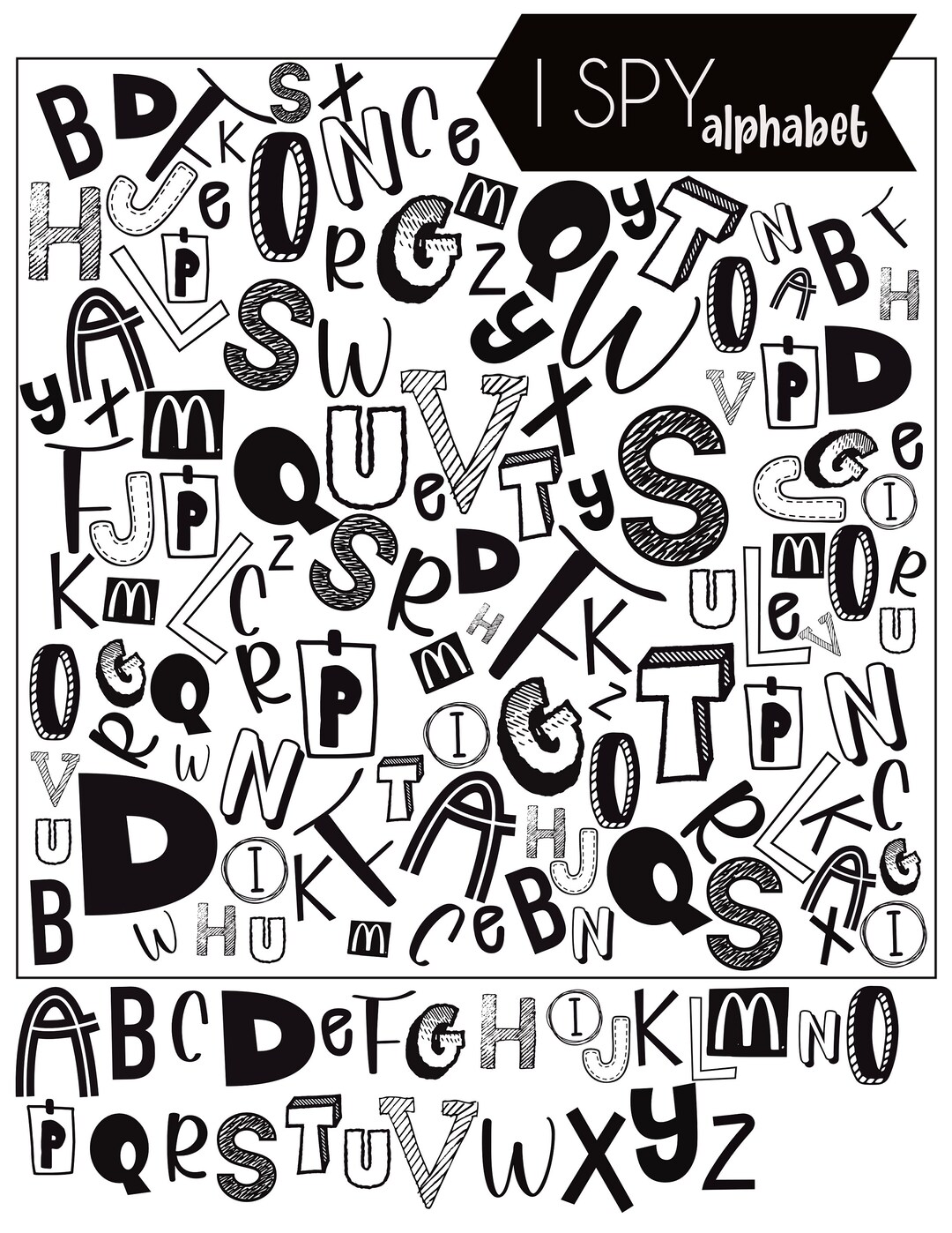 I Spy Alphabet Printable Game, Abc Printable for Kids, Alphabet I Spy ...