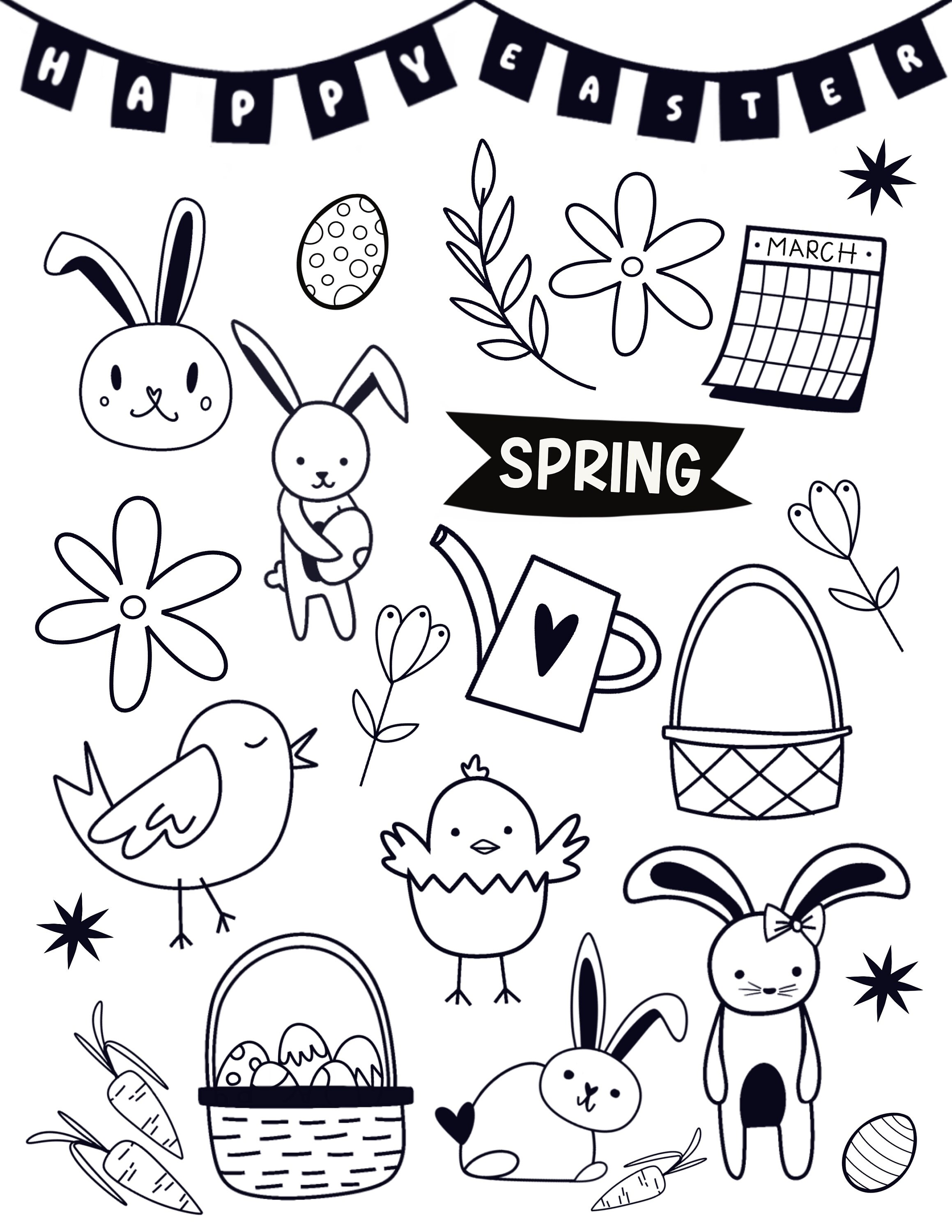 Easter Printable Coloring Pages,spring Coloring Page,download and Print ...