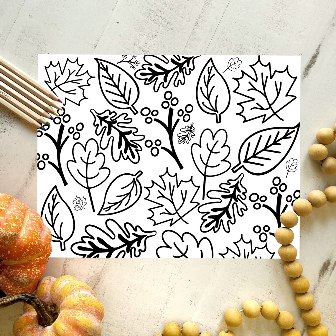 Fall Leaves Coloring Page: Autumn Activity (digital Download) - Etsy
